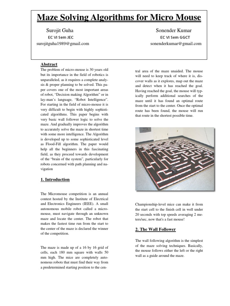 Maze Solving Algorithms Pdf Algorithms And Data Structures Applied Mathematics 5137