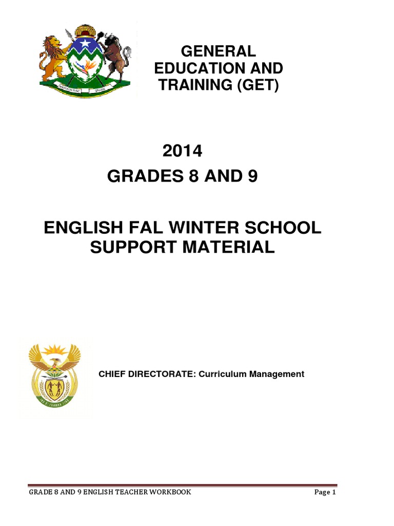 Grade 8 9 English FAL Winter School Support Material | PDF | Poetry ...