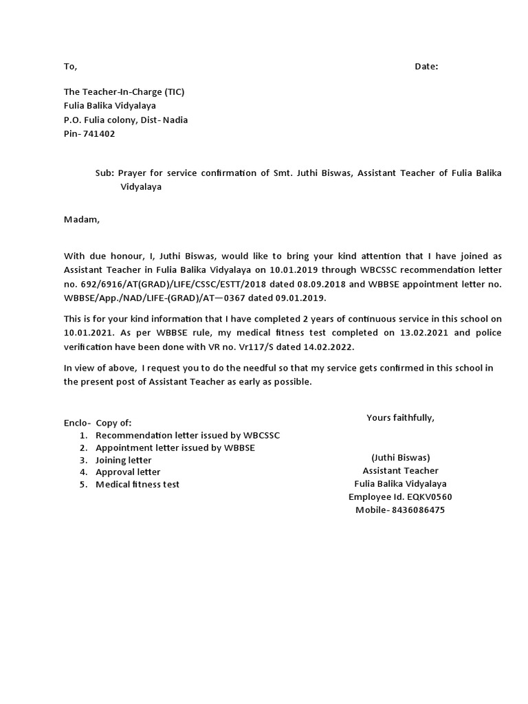 School Confirmation Letter | PDF