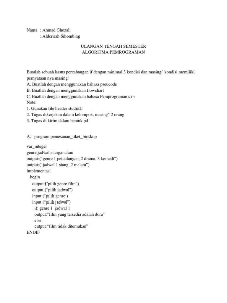 Algoritma Pemrograman Uts Pdf