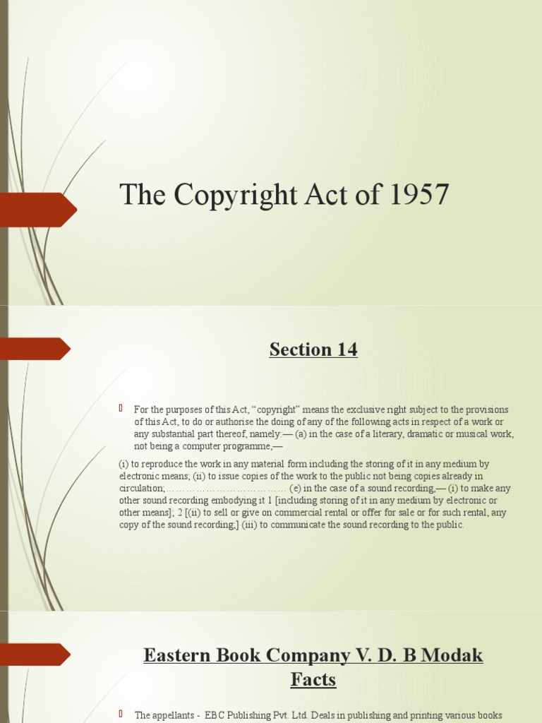 The Copyright Act of 1957 | PDF