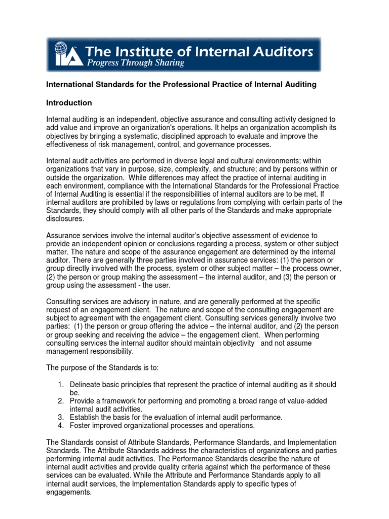 International Standards For The Professional Practice of Internal ...