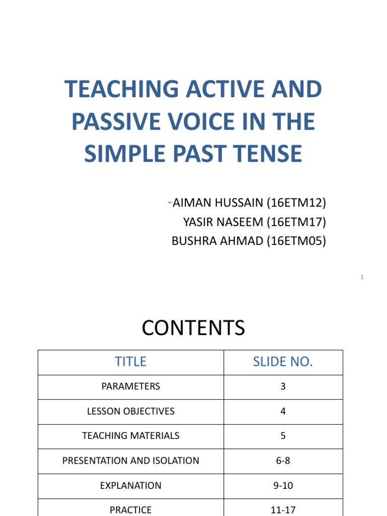 Teaching Active and Passive Voice in The Simple | PDF | Association ...