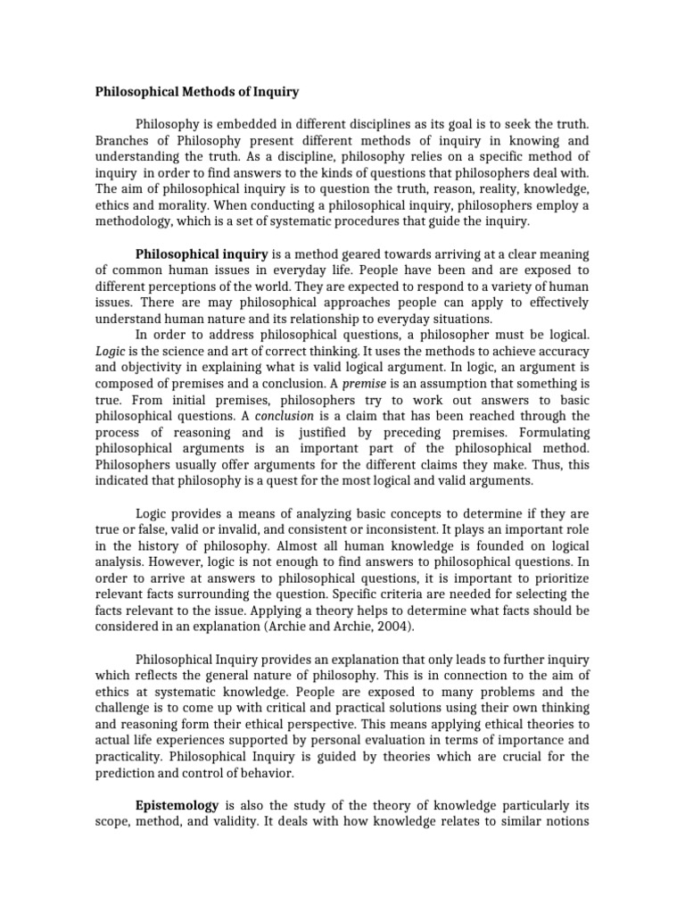 Philosophical Methods of Inquiry | PDF | Logic | Philosophical Methodology