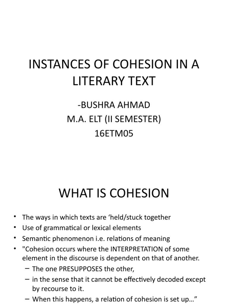 Instances of Cohesion in A Literary Text | PDF | Sky | Linguistics