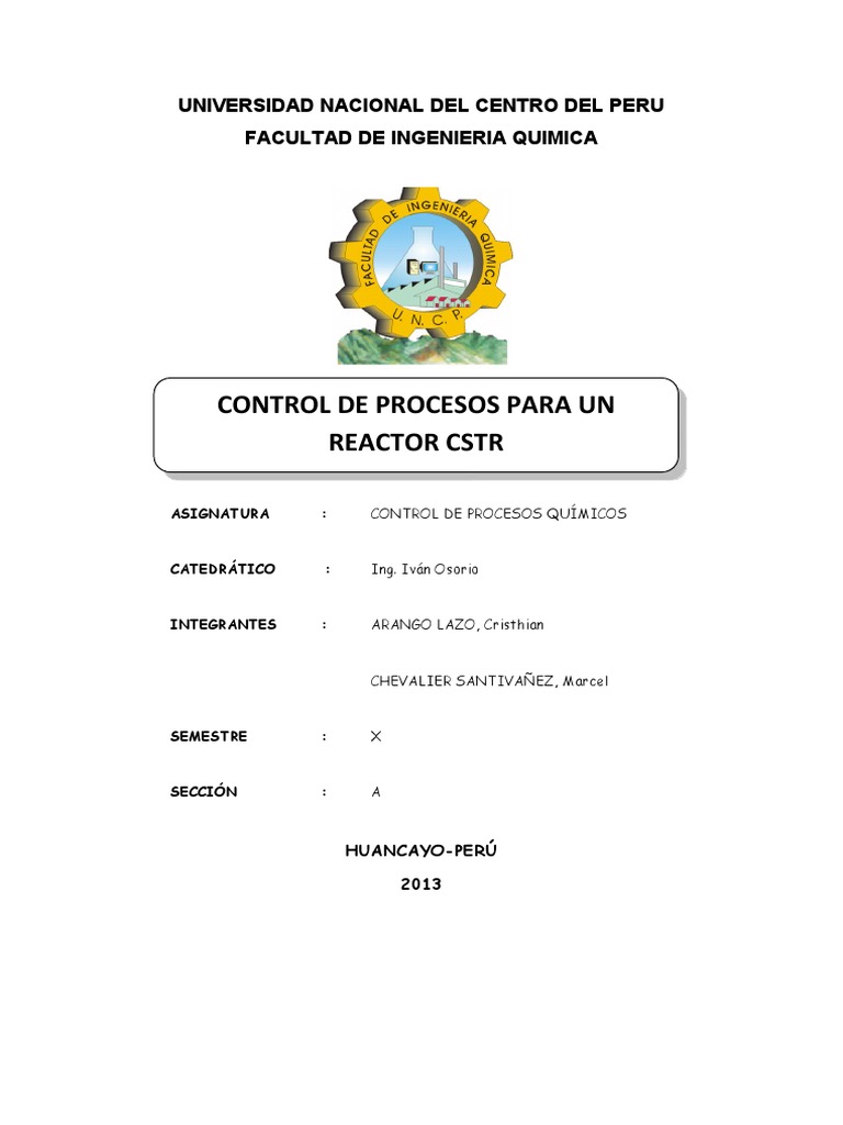 Control de Un Reactor CSTR | PDF | Entalpía | Reactor Quimico
