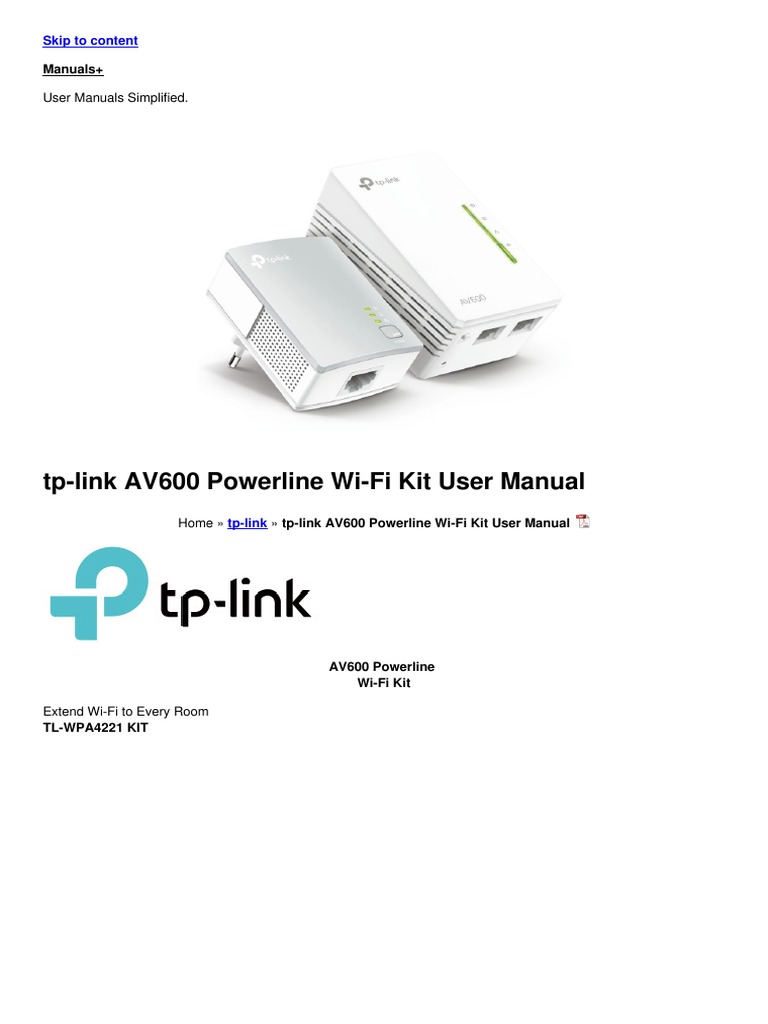 Av600 Powerline Wi Fi Kit Manual Pdf Wi Fi Computer Network