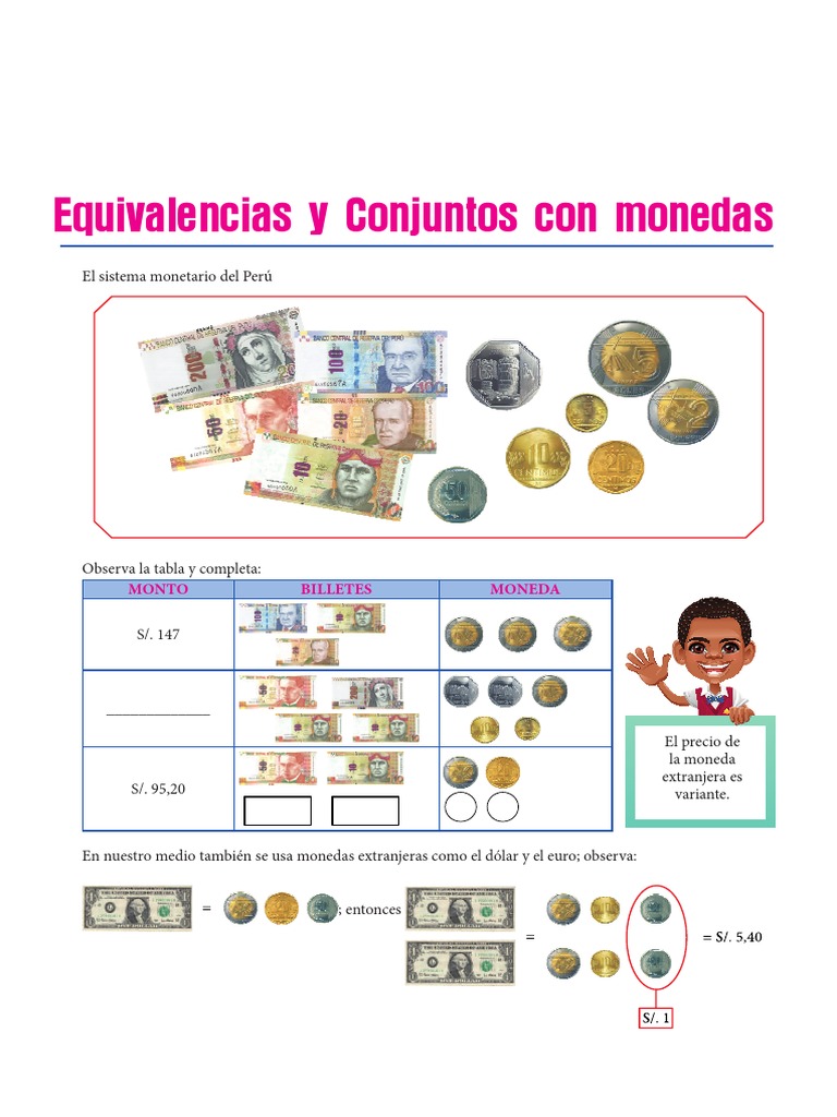 Equivalencias y Conjuntos Con Monedas para Quinto de Primaria | PDF | Tecnología financiera ...