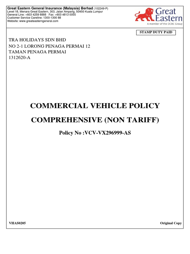 Motor Policy Schedule Pdf Insurance