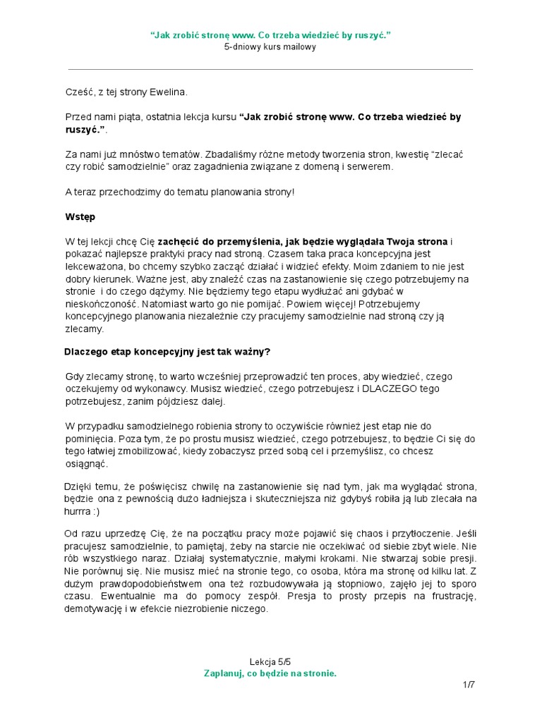 Lekcja 5 Jak Zrobic Strone Kurs Mailowy | PDF