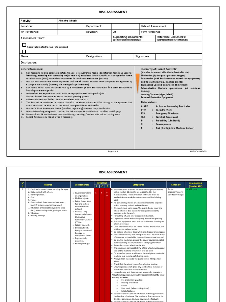 Abrasive Wheels Risk Assessment Guide | PDF | Risk Assessment | Risk