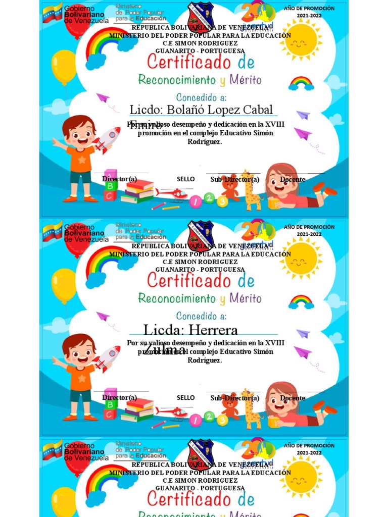 Certificados Yomaira | PDF | Etapas educativas | Educación de la primera infancia