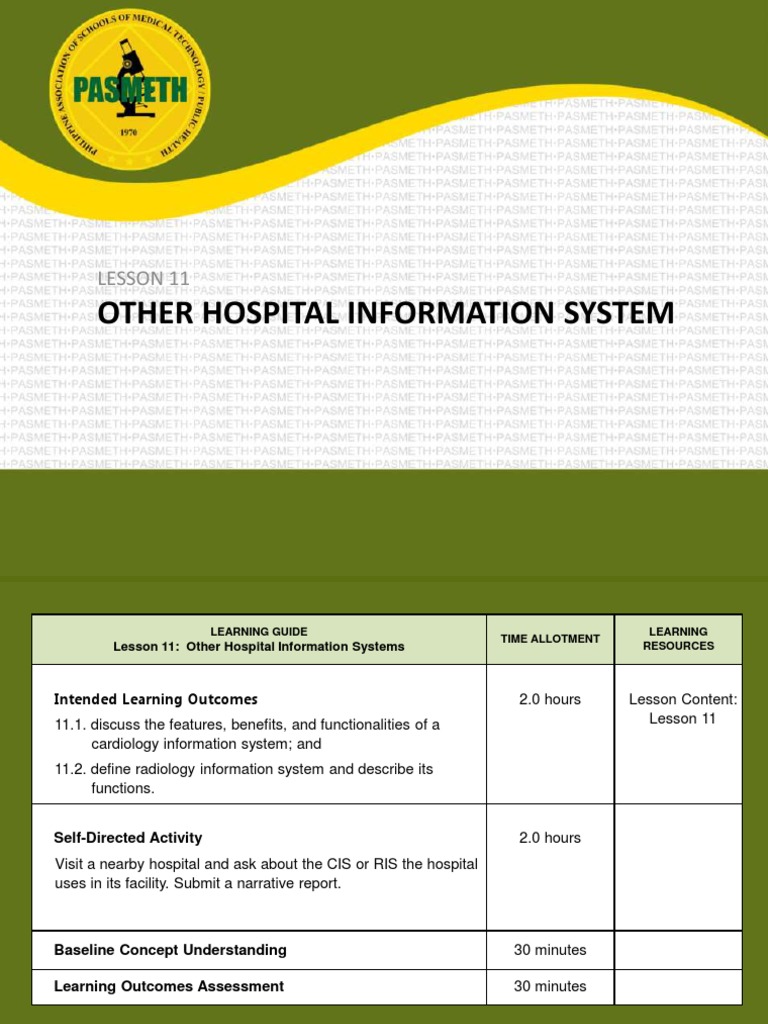 Lesson XI Other Hospital Information System | PDF | Cognitive Science ...