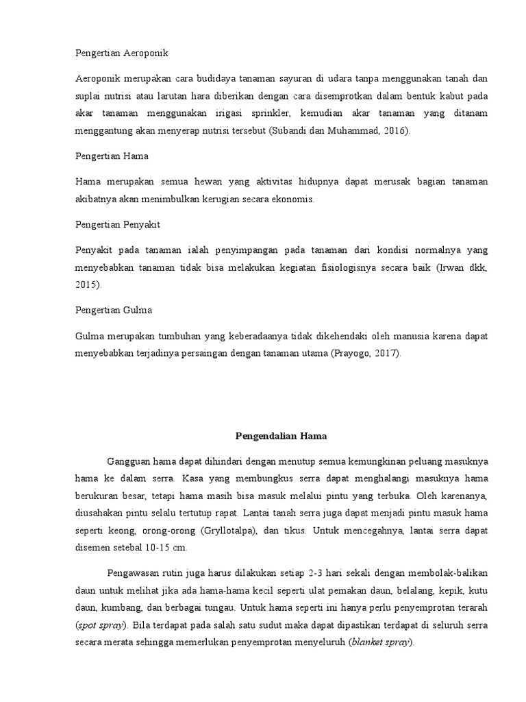 Pengendalian Hama dan Penyakit Aeroponik | PDF