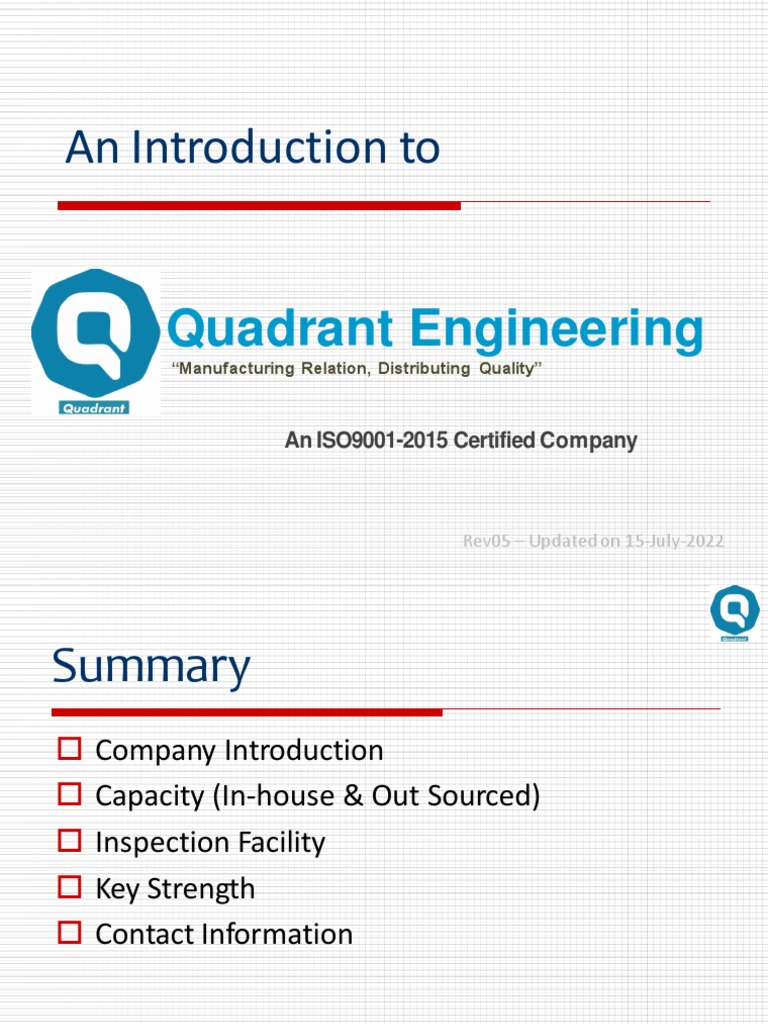 Company Introduction - Quadrant Engineering | PDF | Pipe (Fluid Conveyance) | Steel