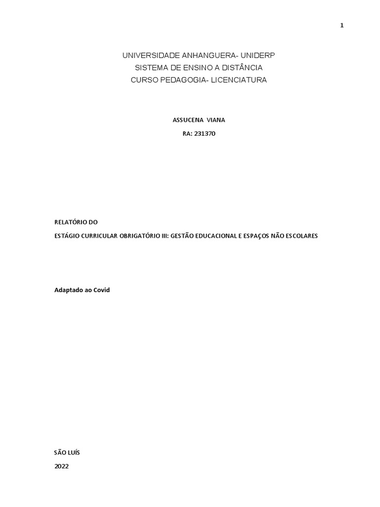Documento Estágio 3 | Download grátis PDF | Pedagogia | Escolas