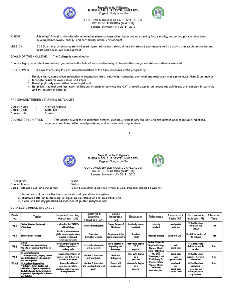 College Algebra (Math 101) | PDF | Equations | Function (Mathematics)