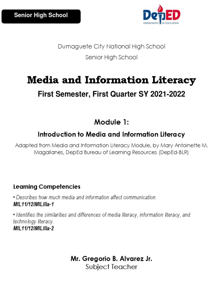Q1 W1 Introduction To Media and Information Literacy | PDF | Media ...