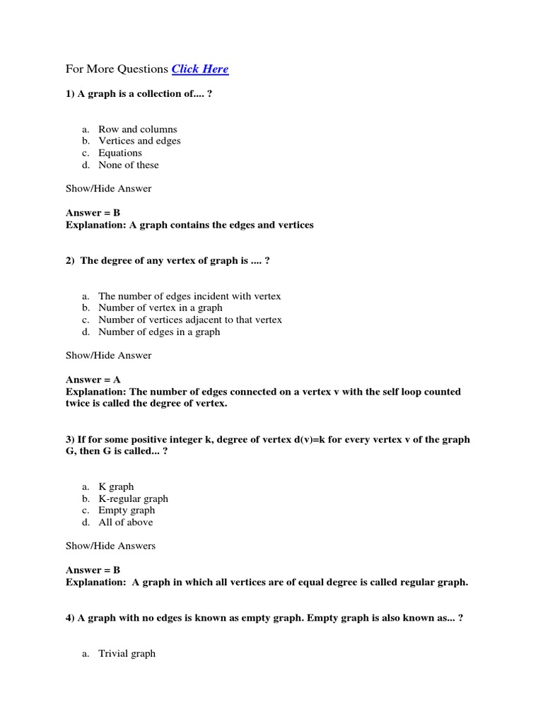 Mcq On Graph Theory Pdf Vertex Graph Theory Graph Theory 