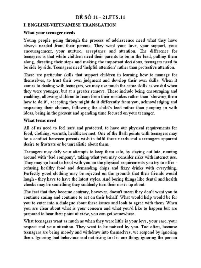 21 FTS 11 | Download Free PDF | Adolescence | Meal