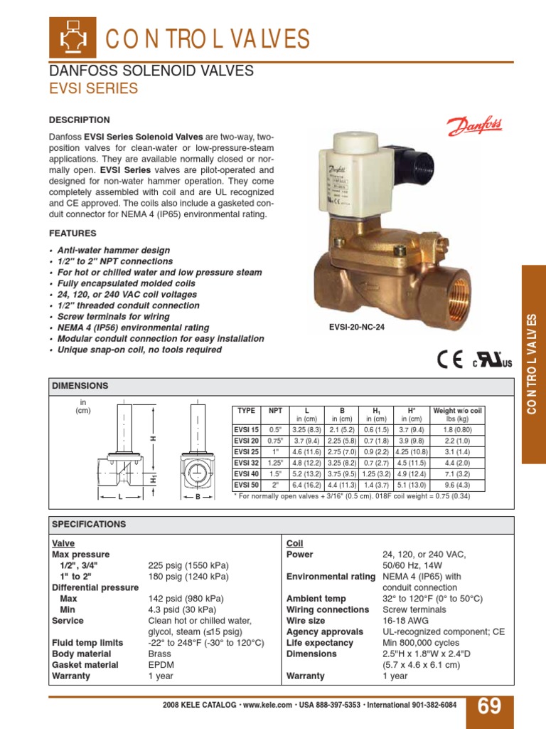 Danfoss EVSI Solenoid Valve Overview | PDF | Valve | Electrical Connector