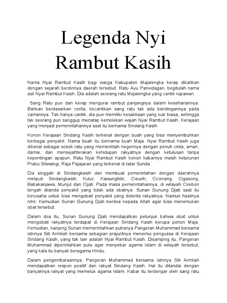 Legenda Nyi Rambut Kasih | PDF Legenda Nyi Rambut Kasih | PDF