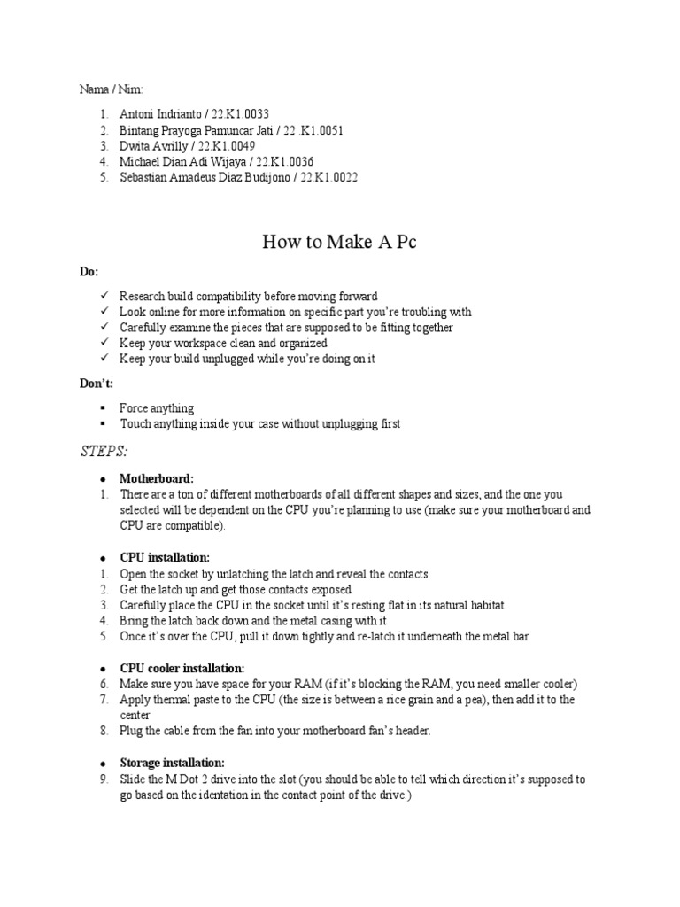 How To Build A PC | PDF | Equipment | Computer Hardware