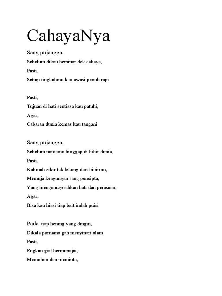 Puisi Cahaya dan Keagungan Ilahi | PDF