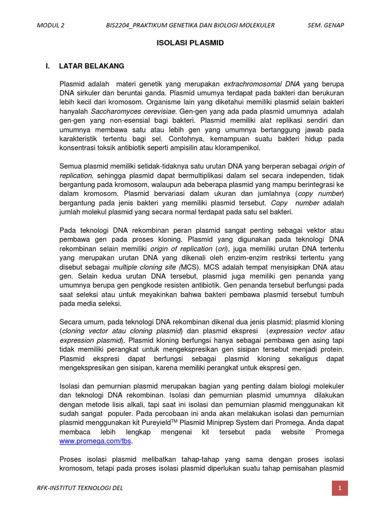 Modul 2-Isolasi Plasmid | PDF