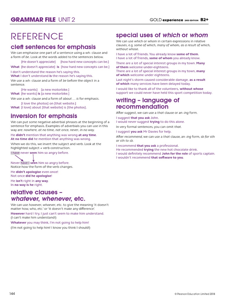 Gold Exp 2e B2P GrammarFiles.U.2 | PDF | Clause | Sentence (Linguistics)