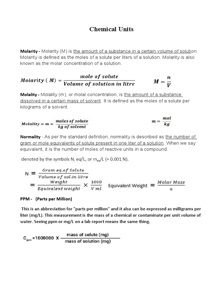 Chemical Units (Draft - 3) | PDF