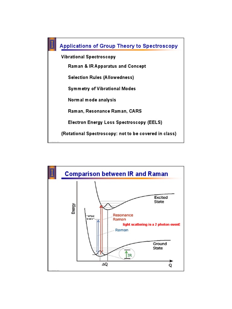 Applications of Group Theory To Spectros | PDF | Raman Spectroscopy | Infrared Spectroscopy