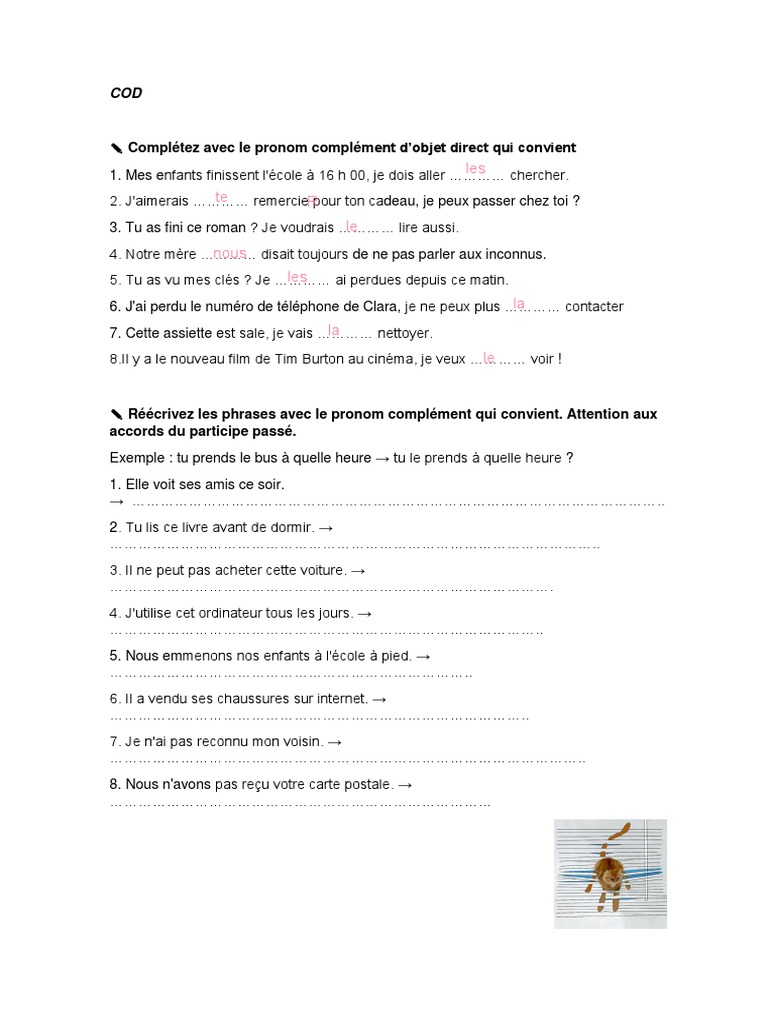 Exercices Pronoms Compléments | PDF | Complément d'objet