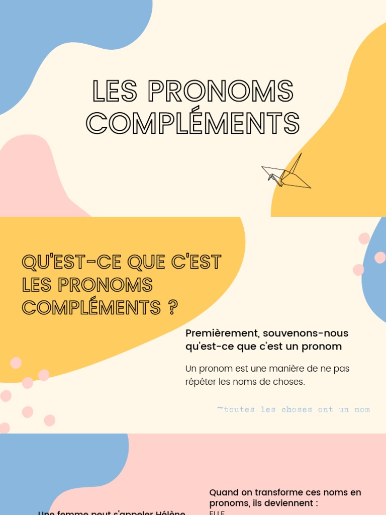 Les Pronoms Compléments | PDF | Complément d'objet | Pronom