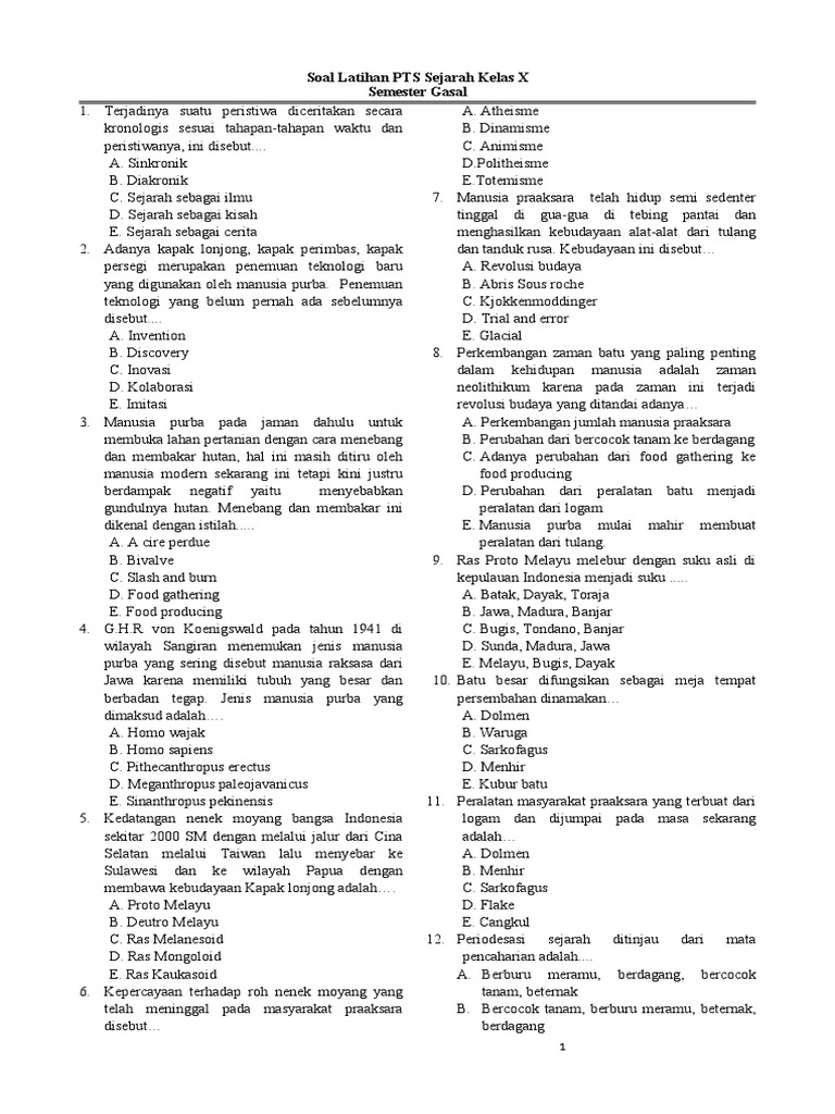 Soal Latihan Pts - X Gasal | PDF