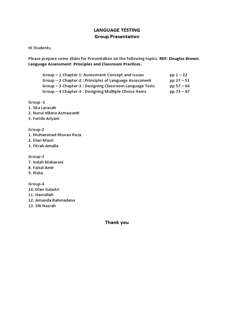 Els Language Testing Group Presentation | PDF