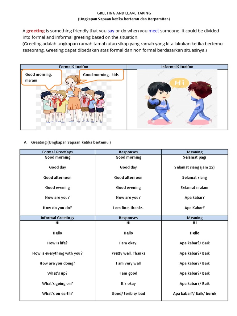 Greetings and Leave Taking Guide | PDF