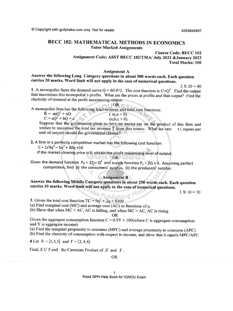 BECC 102 English July 2021 January 2022 | PDF