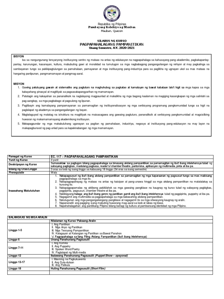 Ec117-Obe (1stsem, Ay2020-2021) | PDF