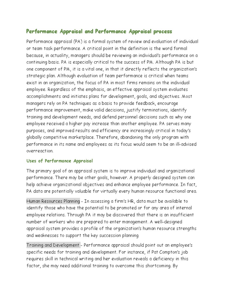 Performance Appraisal and Performance Appraisal Process (Human Resource ...