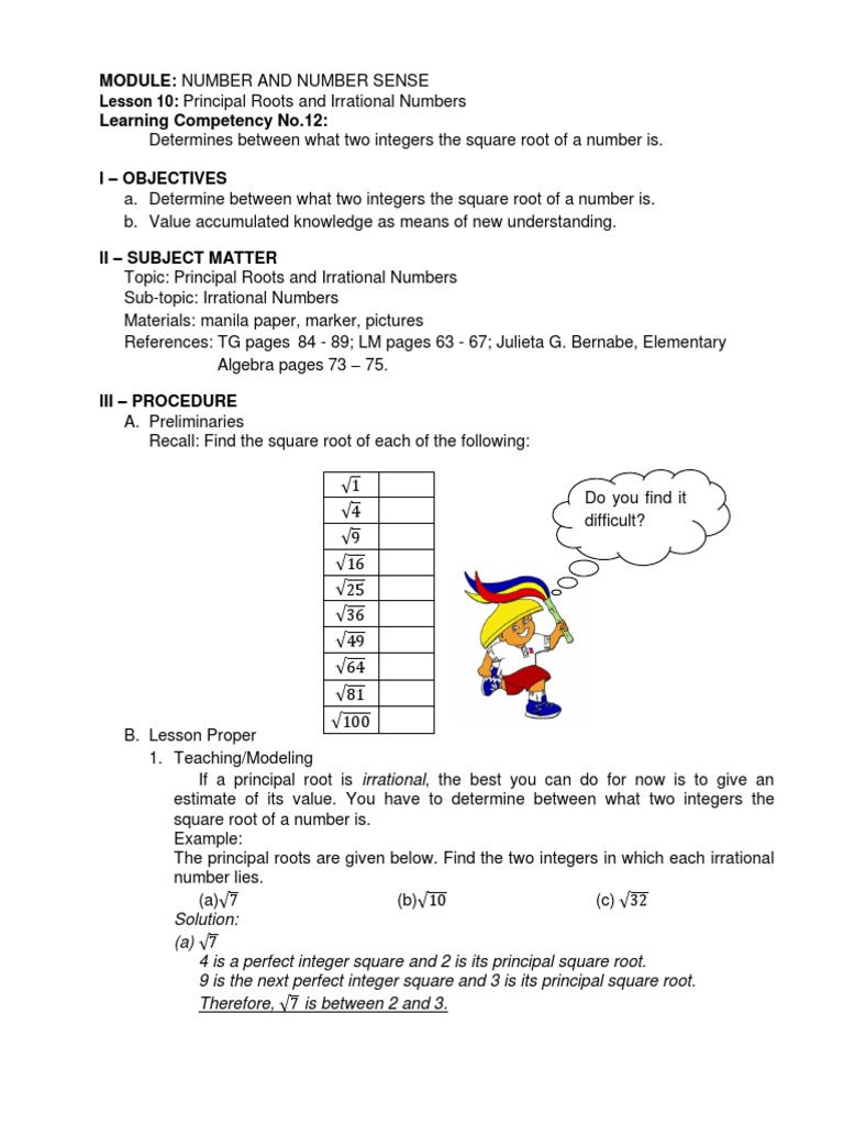 Module: Number and Number Sense Learning Competency No.12:: Lesson 10 ...