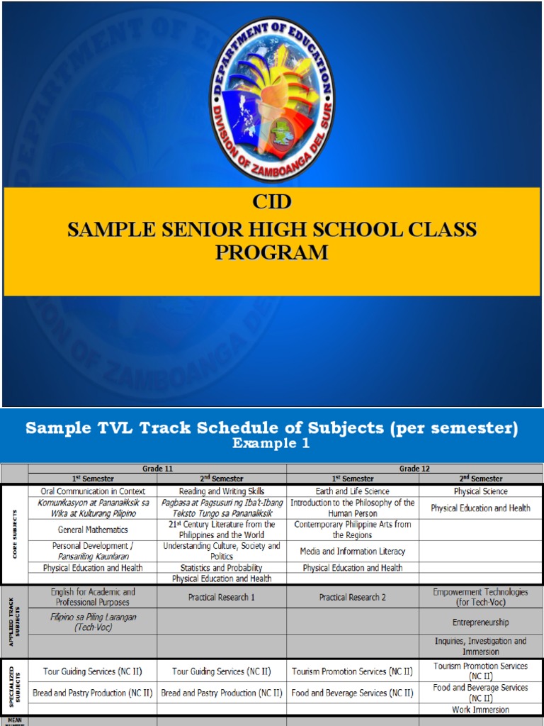 Sample Senior HS Schedule | PDF