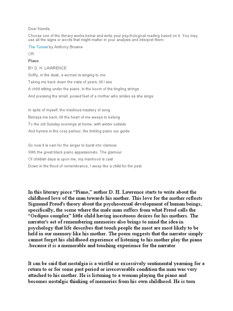 Piano BY D. H. Lawrence | PDF