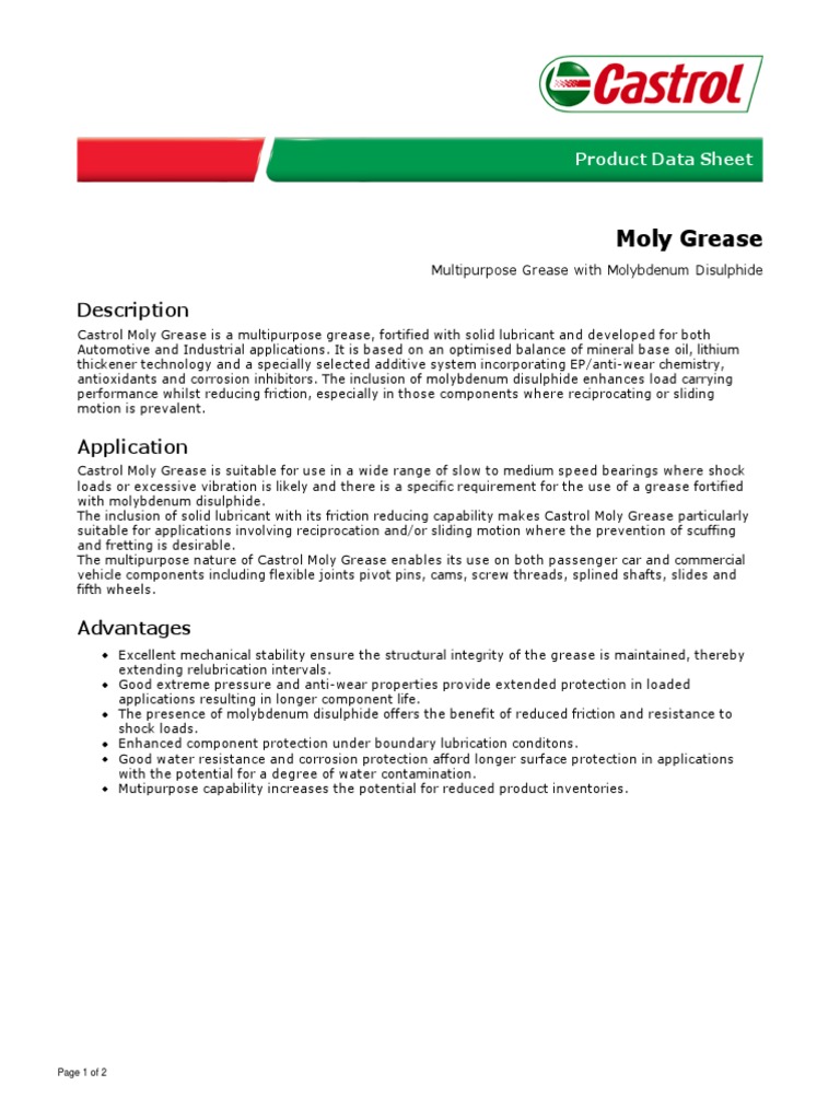Moly Grease | PDF | Lubricant | Friction