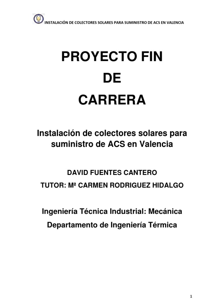 PFC David Fuentes Cantero | PDF | Energía solar | Universo físico