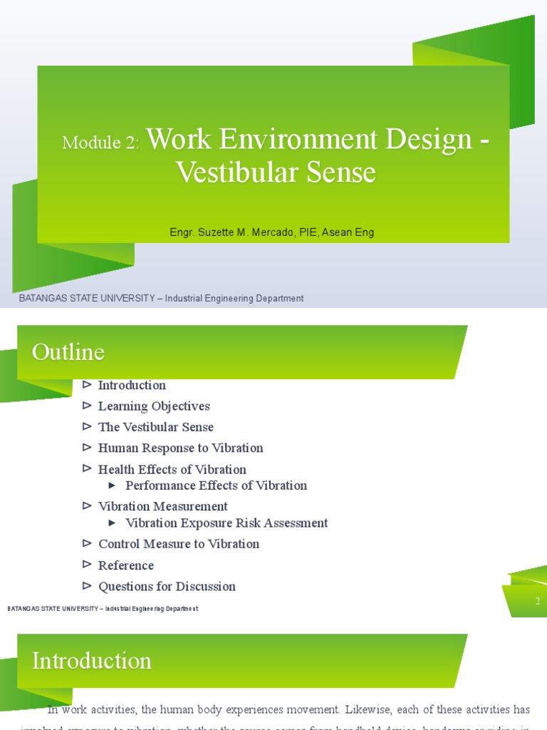 Topic 2 - Part 3 - Work Environment Design - Vestibular Sense | PDF ...