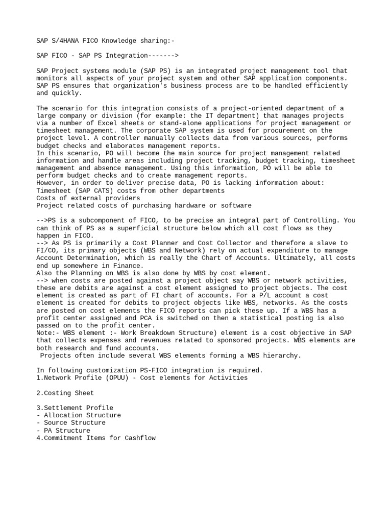 FI PS Integration Points | PDF | Project Management | Business