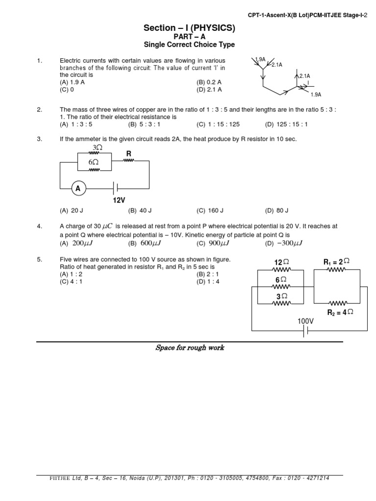 Fitjee Paper Class 10 Electrcity | PDF | Series And Parallel Circuits ...