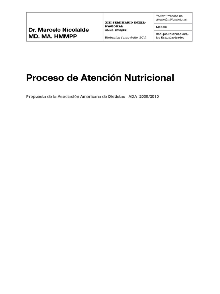 PAN Proceso de Atención Nutricional | PDF | Dietético | Programas sociales