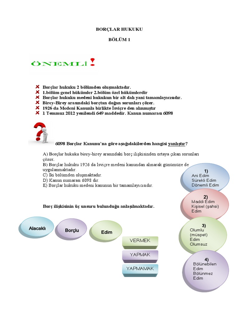 SMMM Sinavi Ders Notlari Borclar Hukuku Staja Giris | PDF